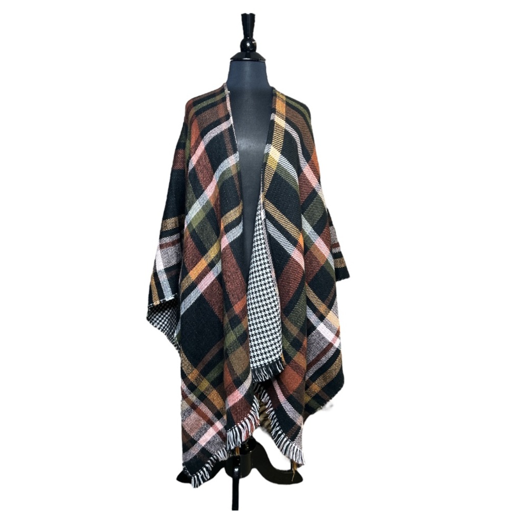 Multi Colored Plaid Shawl - Gem